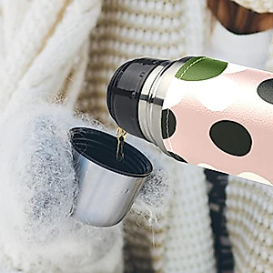 Stainless Steel Leather Vacuum Insulated Mug Flowers Thermos Water Bottle for Hot and Cold Drinks Kids Adults 16 Oz