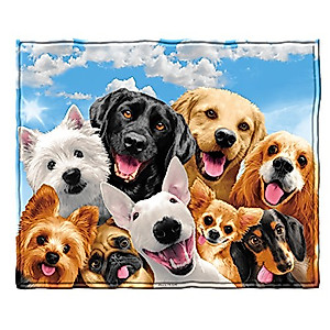 Dogs Selfie Super Soft Plush Fleece Throw Blanket & Puppy Collage Super Soft 50" x 60" Plush Fleece Throw Blanket by Jenny Newland
