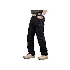 XHSYTC Soldier Tactical Waterproof Pants Outdoor Combat Hiking,Mens Tactical Pants Ripstop Cargo Pants,Multi Pocket Work Pants. (XL, Black)