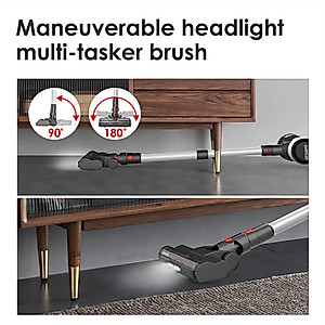 Evereze EVC3001 Cordless Stick Vacuum with 45 Minute Runtime, 1.1 Qt. Large Dust Cup, 3 in 1 Wall Mounted Accessory Storage, and LED Display