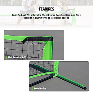Pro Focus Pickleball Net Set – Includes 4 Player Wooden Pickleball Paddles and 3 Pickleballs; Outdoor and Indoor Fun for Adults and Families, All Skill Levels