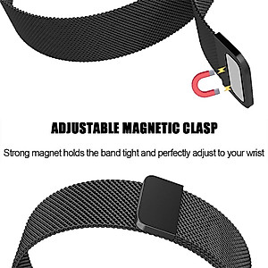 22mm Stainless Steel Magnetic Mesh Compatible for Samsung Galaxy Watch 46mm/Gear S3 Classic/Frontier/Huawei Watch 2Classic/GT/GT 2/ Quick Release Replacement Sports Straps…
