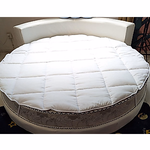 NURCIX Round Bed Mattress Topper, Circle Bed Mattress Protector with Elastic Bands, 100% Cotton Fill Fluffy Down Mattress Pad Pillow Top Mattress Cover,Diameter200cm(79inch)