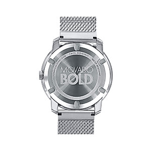 Movado Men's BOLD Thin Stainless Steel Watch with a Printed Index Dial, Silver (Model 3600260)