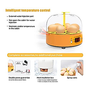 scientree Egg Incubator, 6 Eggs Poultry Hatching Machine with Automatic Egg Turning and Temperature Control, General Digital Incubators for Hatching Chicken Duck Goose Quail Birds Turkey Eggs