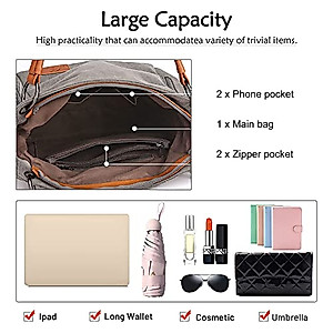 Women's Canvas Vintage Shoulder Bag Hobo Daily Purse Large Tote Top Handle Shopper Handbag (Black)