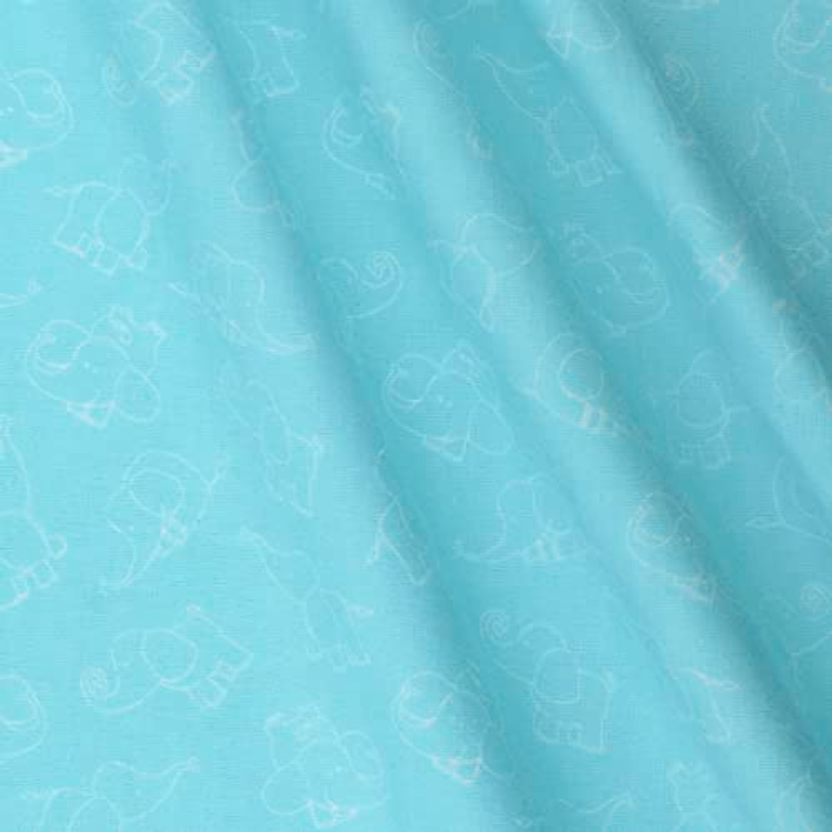 Mook Fabrics Flannel PRT Playing Elephant, Blue, 15 Yard Bolt