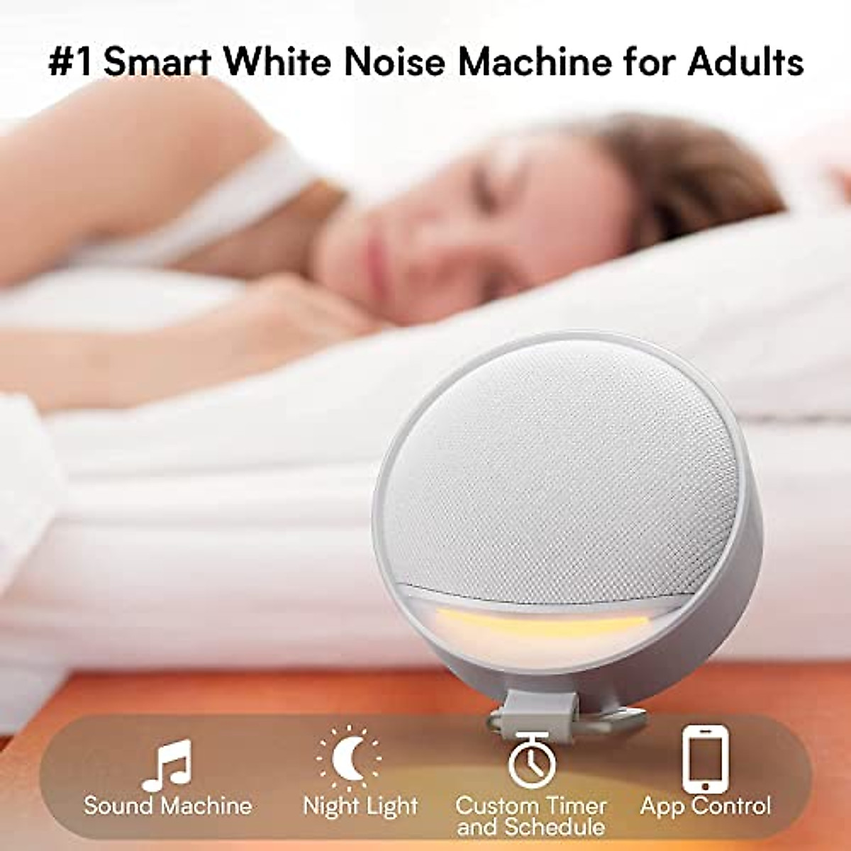 Portable White Noise Smart Sound Machines with Light 300 Non Looping Sounds Hotmoon Omini Sleep Machine Adjustable Brightness Noise Canceling For Sleep Aid, Office Privacy, & Meditation, Registry Gift