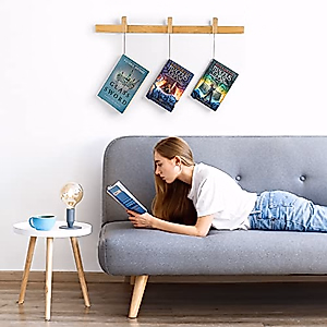 Ash Harbor Floating Wall Bookshelf - Wall Mounted Book Organizer with Included Bookmarks - Hardwood Hanging Bookshelf for Bedroom, Living Room, or Kitchen - A Thoughtful Gift for Book Lovers (Natural)