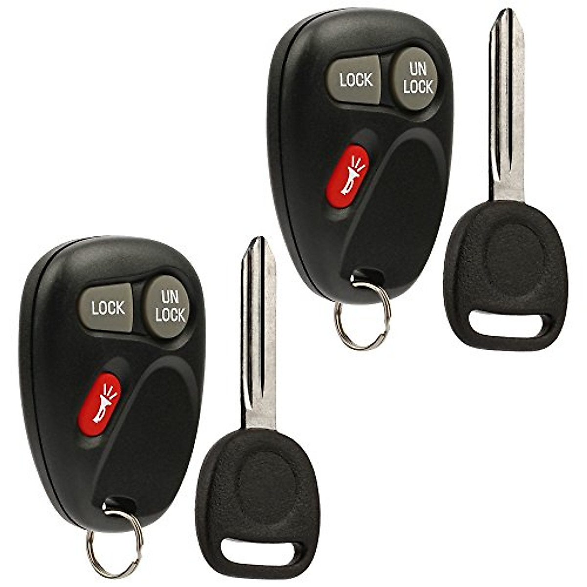 Key Fob Keyless Entry Remote with Ignition Key fits Chevy Astro Blazer S10 Silverado Suburban Tahoe/GMC Jimmy Safari Sierra Sonoma Yukon/Oldsmobile Bravada (15732803), Set of 2