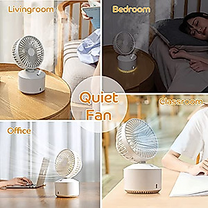 Portable Small Quiet Personal Fan Misting Mini Spray Desk Fan USB Rechargeable Battery-Operated Handheld Fan for Travel Home, Office, Classroom, Outdoor, Mother's Day Gifts