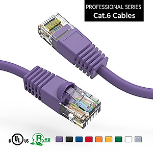 CABLYTIC (10 Pack Cat 6 Ethernet Cable 10 Feet Purple UTP Booted 10 FT Computer Network Cable, Internet Cable, Cat 6 Cable