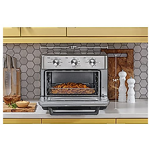 GE Mechanical Air Fryer Toaster Oven + Accessory Set | Convection Toaster with 7 Cook Modes | Large Capacity Oven - Fits 12" Pizza | Countertop Kitchen Essentials | Stainless Steel