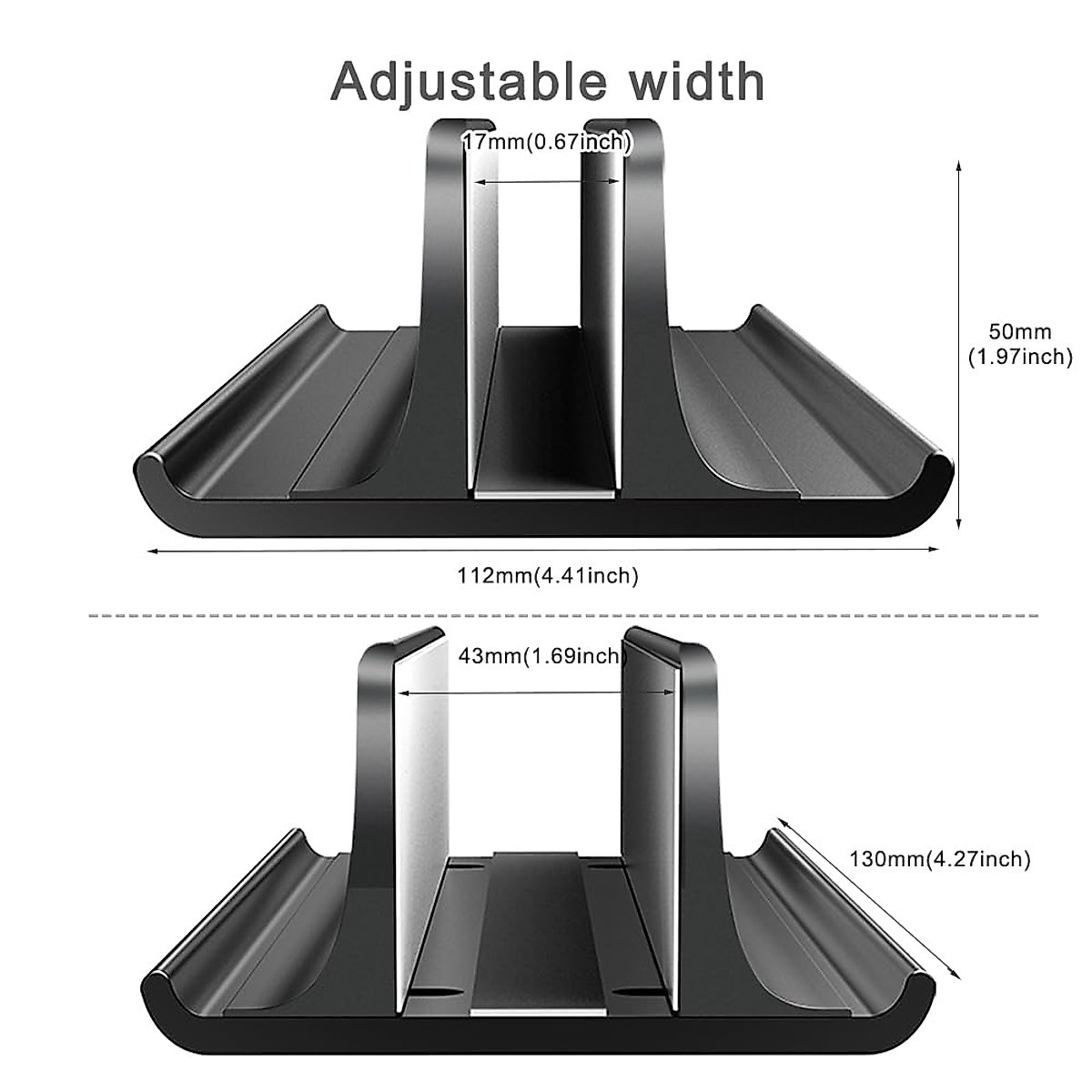 Vaydeer Vertical Laptop Stand Holder Adjustable Desktop Notebook Dock Space-Saving Three-in-one for All MacBook Pro Air, Mac,HP, Dell, Microsoft Surface,Lenovo, up to 17.3 inch Black
