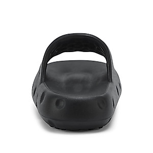 welltree Cheese Slides for Women Pillow Slippers Cloud Sandals Non Slip Shower Shoes Recovery Slide Sandal,Black,7.5-8.5 Women