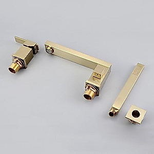 WuDLi Bath Mixer Tap with Shower Attachment, Mixer Shower Taps for Bath, Bathtub Mixer Tap with Handheld Shower 3 Hole