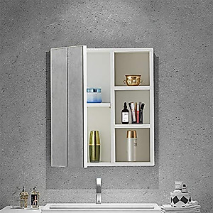 OFCASA 1 Door Bathroom Mirror Cabinet Wall Mounted Bathroom Cabinet with Adjustable Storage Shelf Medicine Cabinet for Bathroom Shower Room(White)
