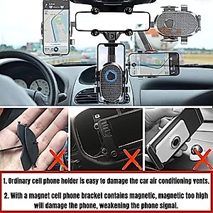 DUCTIAIARY 【2 Generation Upgrade】 Phone Mount for Car丨Adjustable Rearview Cell Mount丨360°Rotatable and Retractable Car Phone Holder, Universal Mirror Phone Holder for All Mobile Phones - More Stable