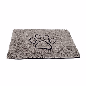 Dog Gone Smart Dirty Dog Microfiber Paw Doormat - Super Absorbent Dog Mat Keeps Paws & Floors Clean - Machine Washable Pet Door Rugs with Non-Slip Backing | Medium Grey