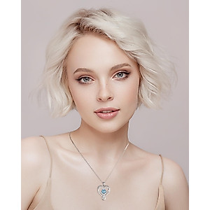 Mkhhy Gifts for Wife Birthday Anniversary S925 Silver Necklace for Women Girlfriend Her Infinity Heart Birthstone Womens Jewelry for Mom Daughter Mothers Day Valentines Day Christmas March Aquamarine