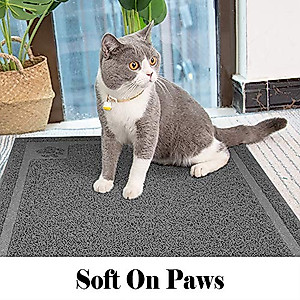UPSKY Large Cat Litter Mat Trapper 35"×23" Traps Litter from Box and Paws Scatter Control for Litter Box Soft on Sensitive Kitty Paws Easy to Clean Durable (Grey)