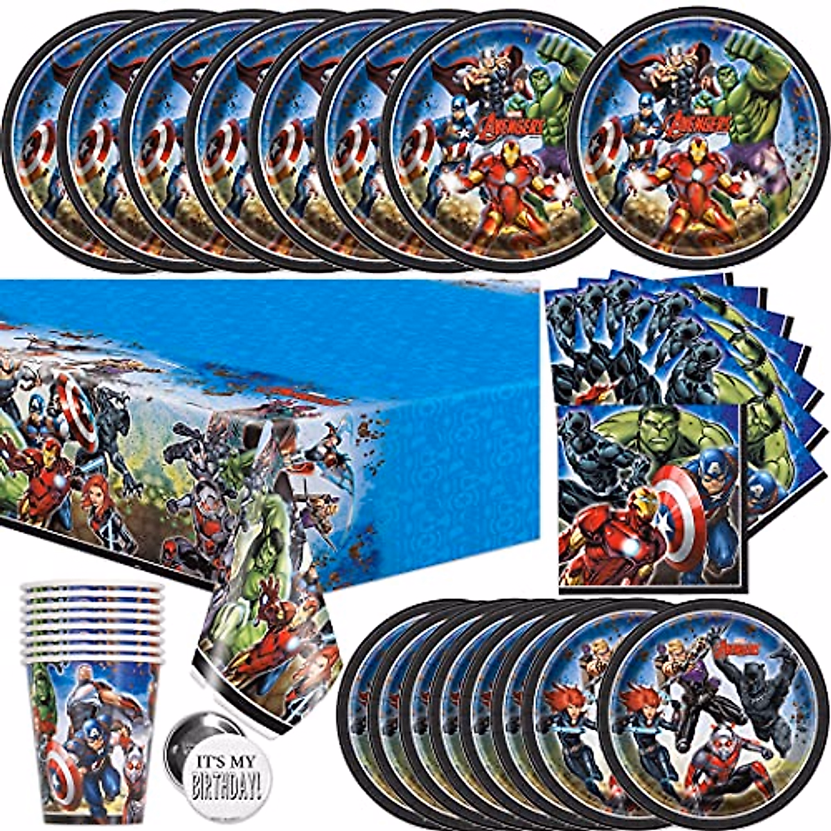 Marvel Avengers Party Supplies and Decorations for Superhero Birthday Party, Serves 16 Guests, Perfect for Girls and Boys, Easy Setup and Takedown with Plates, Napkins and Cups