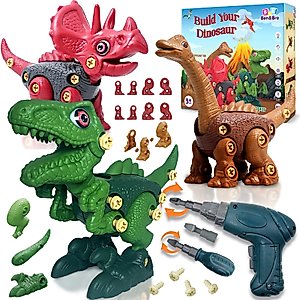 Ben and Bro Dinosaur Toys for Kids 3-5 6 7 8 Years Old, Take Apart Dinosaur Toys for Boys and Girls, STEM Construction Dinosaur Building Kit for Kids with Electric Drill Tool, Great Gift Pack of 3