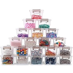 Citylife 20 Packs Plastic Bead Organizers 0.18 QT Clear Storage Containers with Lids for Craft Storage Small Storage Box, 3.7 x 2.8 x 1.8 Inches