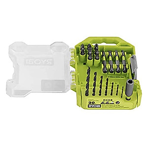 Ryobi Cordless 1/2 inch Drill Driver with (2) 18-Volt Batteries, Charger, 20 Piece Multipurpose Drill Bit Set and Buho Tool Bag