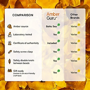 Baltic Amber Necklace (Authentic, Certified) - 12.5 inches - Unisex Jewelry - Cognac (Polished) - Real Amber Beads - Proud to Deliver Genuine Baltic Sea Wonder Handcrafted by Amber Guru