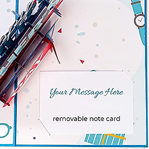 Paper Love Happy Fathers Day Pop Up Card, Gift For Dad, Husband, Son, Anyone - 5" x 7" Cover - Includes Envelope and Note Tag