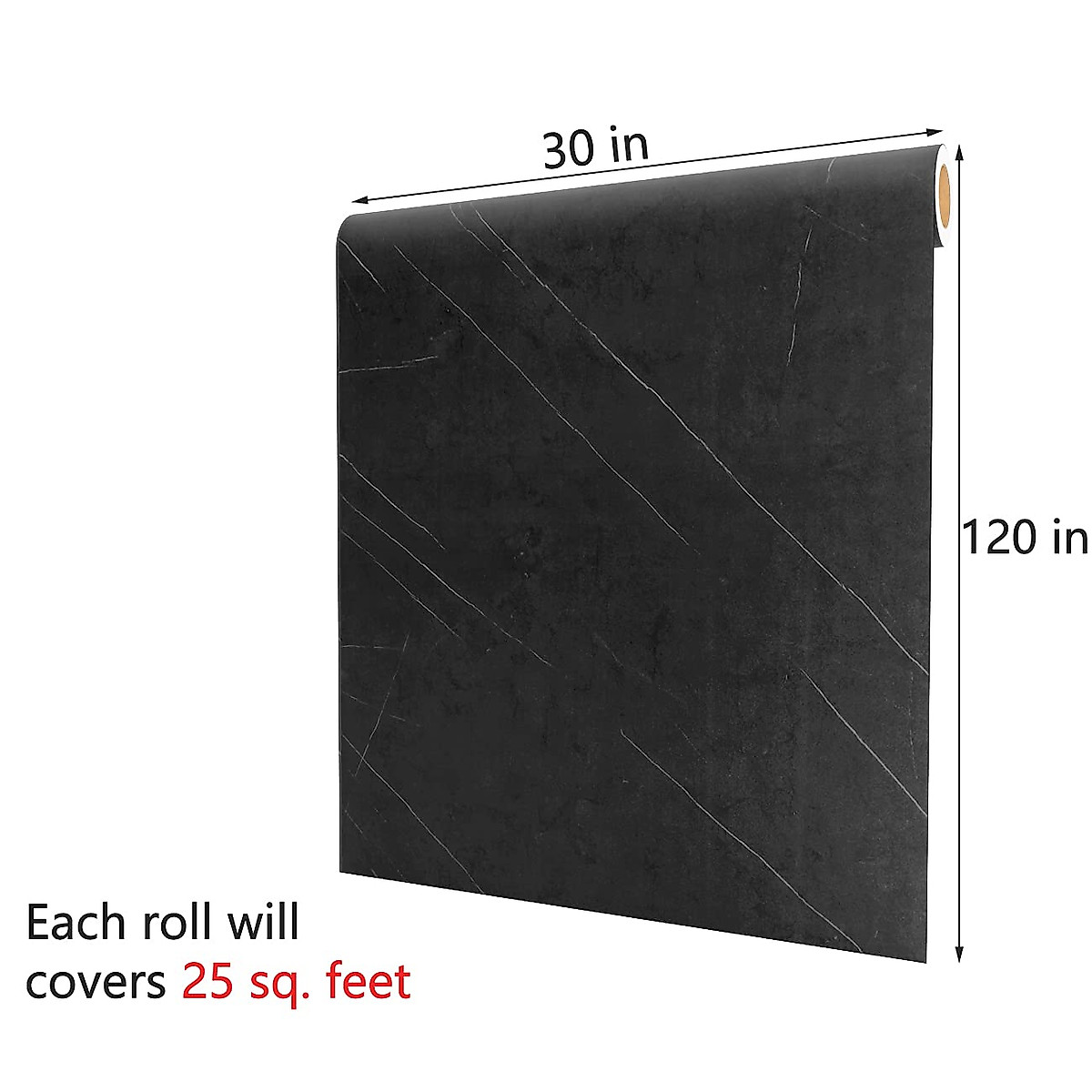 Decotalk 30"x120" Black Marble Contact Paper for Countertops Waterproof Marble Peel and Stick Wallpaper for Kitchen Counter Black Contact Paper for Bathroom Wallpaper Self Adhesive Matte Vinyl Sticker