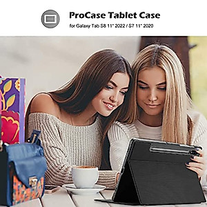 ProCase for Galaxy Tab S8 /Tab S7 Case 11 inch with S Pen Holder, Slim Stand Protective Folio Smart Cover for Galaxy Tablet (SM-X700/X706/T870/T875/T878) 2022/2020 Release -Black