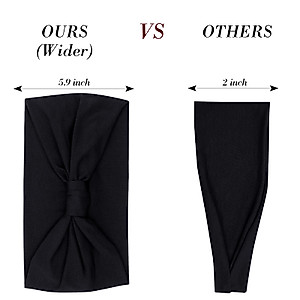 Wecoe 6 Pack Wide Headbands for Women - Knotted Elastic Hair Wraps and Bands for Wigs, Running, Yoga, Fashion Accessories for Women and Girls