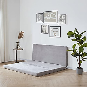 SINWEEK Full Tri Folding Mattress with Storage Bag Foam Topper 4" Thickness Floor Cot Mattress, Guset Bed with Removable&Machine Washable Cover and Lining, CertiPUR-US Certified, Full 54 x 75 Inch