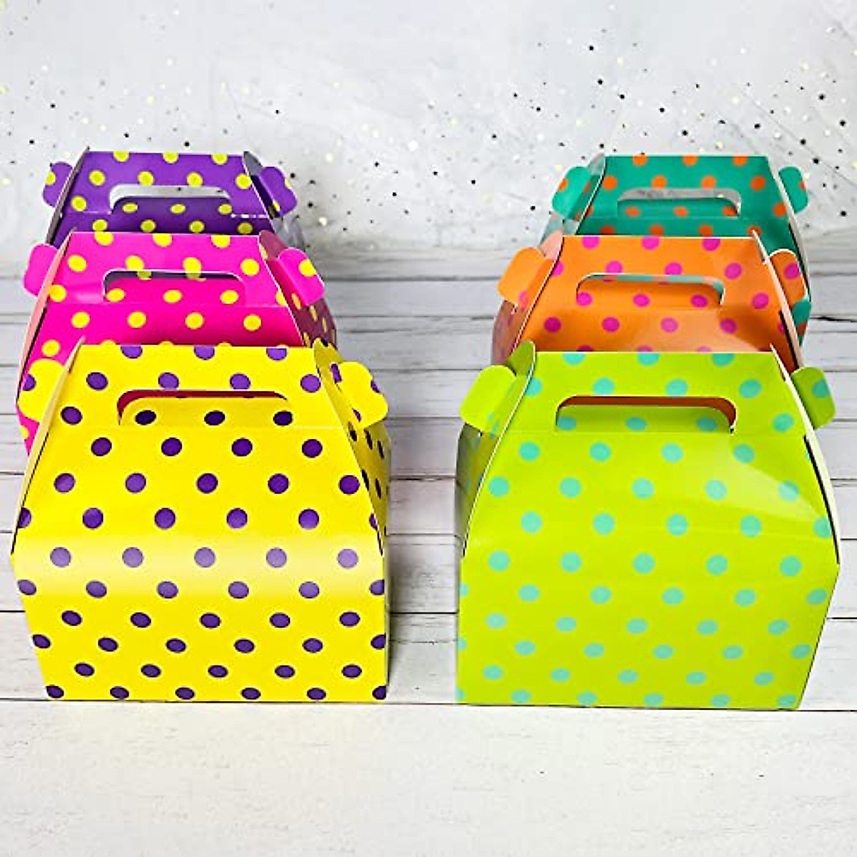 ONE MORE 30-Pack Gable Candy Treat Boxes,Small Goodie Gift Boxes for Wedding and Birthday Party Favors Box 6.2 x 3.5 x 3.5 inch,Pack of 30