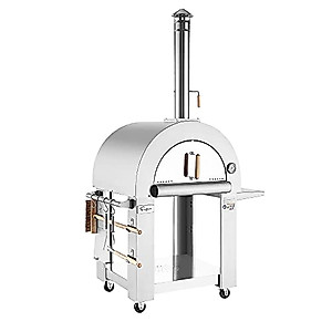Empava 32.5" Wood Fired Pizza Oven Grill with Side Panel for Outdoor Kitchen in Stainless Steel