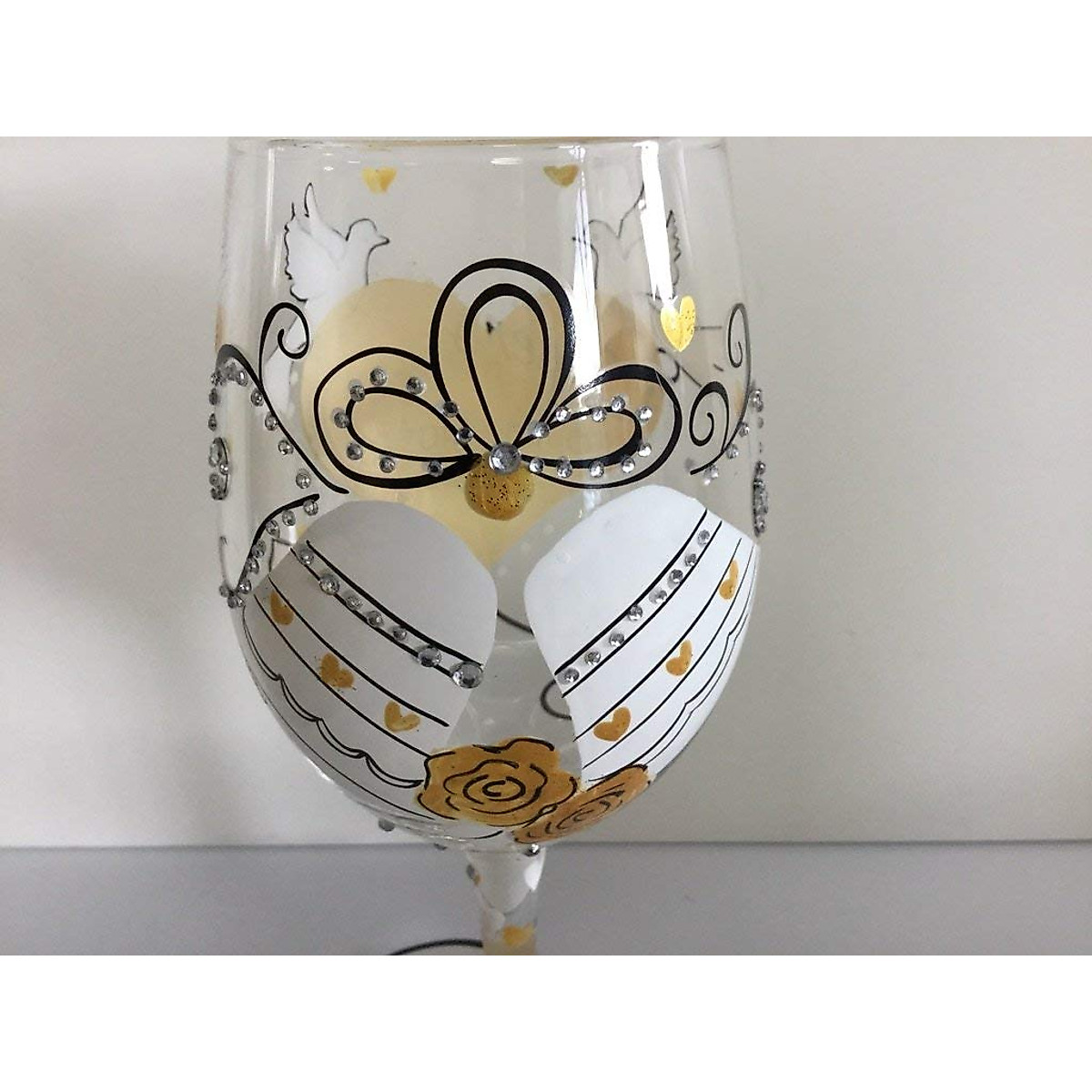 Enesco Designs by Lolita “Happy Couple” Hand-Painted Artisan Wine Glass, 15 oz, Multicolor