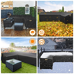 Outdoor Furniture Covers For Winter,600D Heavy Duty Patio L-Shaped Left Facing Outdoor Sectional Sofa Cover,6-Seater Patio Sectional Couch Cover, Outside Lawn Patio Furniture Cover with Air Vent