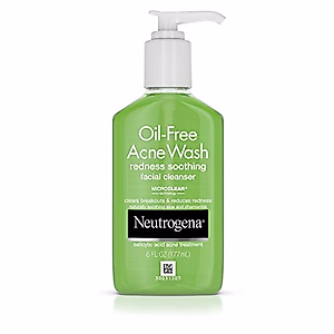Neutrogena Oil-Free Acne and Redness Facial Cleanser, Soothing Face Wash with Salicylic Acid Acne Medicine, Aloe, and Chamomile to Reduce Facial Redness, 6 fl. oz