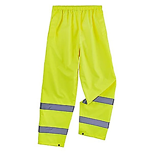 Ergodyne Standard Class E Lightweight Hi-Vis Rain Pants, Lime, Large