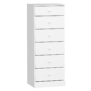 Prepac Astrid Tall White Dresser: 16.5"D x 19.75"W x 50"H, 6-Drawer Chest for Bedroom by Prepac - Perfect Chest of Drawers for Ample Storage