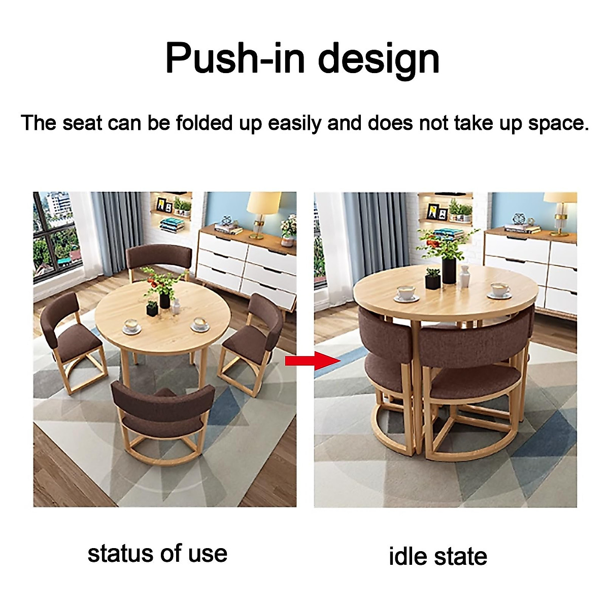 Round Conference Table,Office Table and Chair Set,Small Conference Table for 4,Marble Round Table and Backrest Chair Sets,Living Room Balcony Leisure Table Coffee Shop Bakery 80cm (Size : A5)