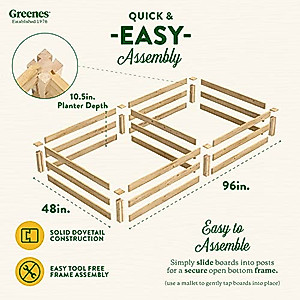 Greenes Fence Original Cedar Raised Garden Bed, 4' x 8' x 10.5" - Made in USA with North American Cedar