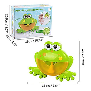 Frog Bubble Maker for Bath, Foam Blower Bubbling Making Machine, Nursery Rhyme Musical Bathtub Toy for Baby Kids Happy Tub Time