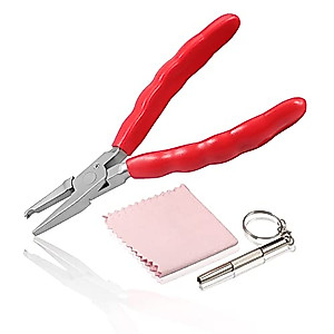 LEONTOOL 6 Inches Nose Pad Plier Adjusting Eyeglass Arms Frame Eyeglasses Repairing Plier Stainless Steel Optical Hand Tool Frames Clamp Repair Tool with Screwdriver and Glasses Cloth