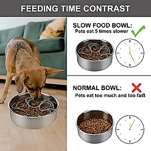 Anipaw Dog Slow Feeder Dog Bowls Silicone Spiral Dog Food Bowls Feeder Insert to Slow Down Eating for Large Medium Small Breed Dogs Perfect with Stainless Steel Glass Ceramic Dog Bowls (Grey)