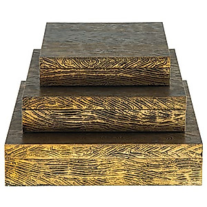 Signature Design by Ashley Keldy Box, Set of 3, 13"W x 13"D x 3"H, Metallic