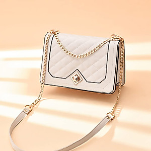 HINFKA Women'S Small Crossbody Bag Pu Leather Shoulder, Handbag Clutch Fashion Versatile Evening Bag (White)