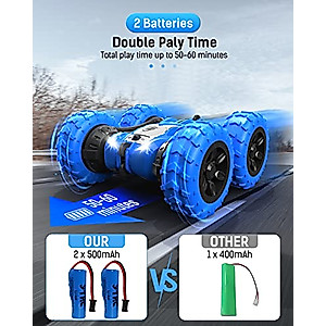 Toys for 5-12 Year Old Boys, 2 in-1 Rc Stunt Car for Kids and 2.4Ghz 4WD 360° Rotating with Headlights, Cool Remote Control Car Present Christmas Birthday Gifts for Kids Aged 4+